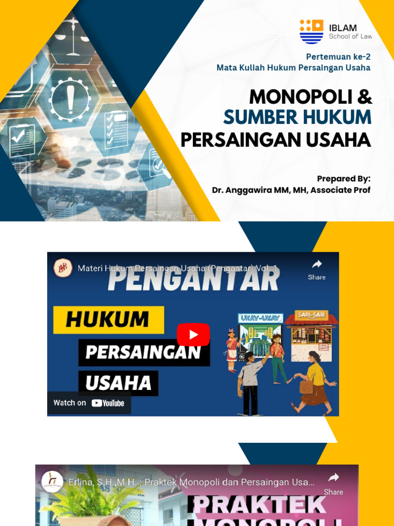 MATERI ANGGAWIRA - Monopoli dalam Persaingan Usaha dan Sumber Hukum Persaingan Usaha | PDF