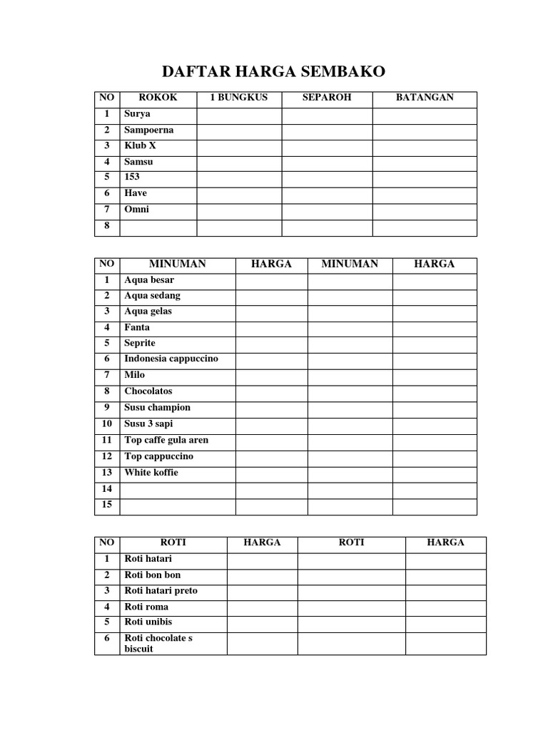 Daftar Harga Sembako... | PDF