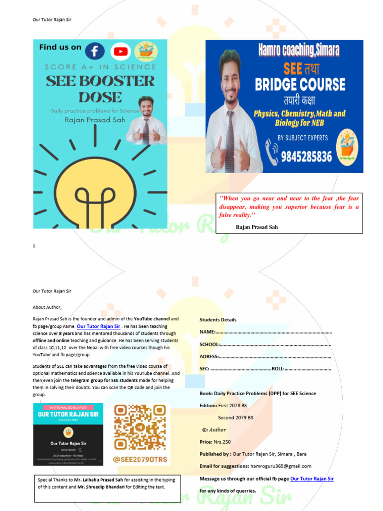 SEE Booster Dose Science 2079 | PDF | Salt (Chemistry) | Chemical Reactions