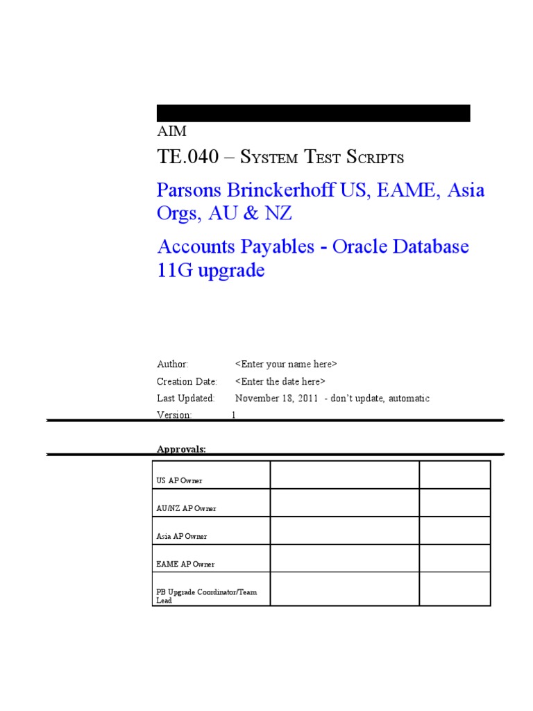 AP Test Script Template | PDF | Accounts Payable | Invoice