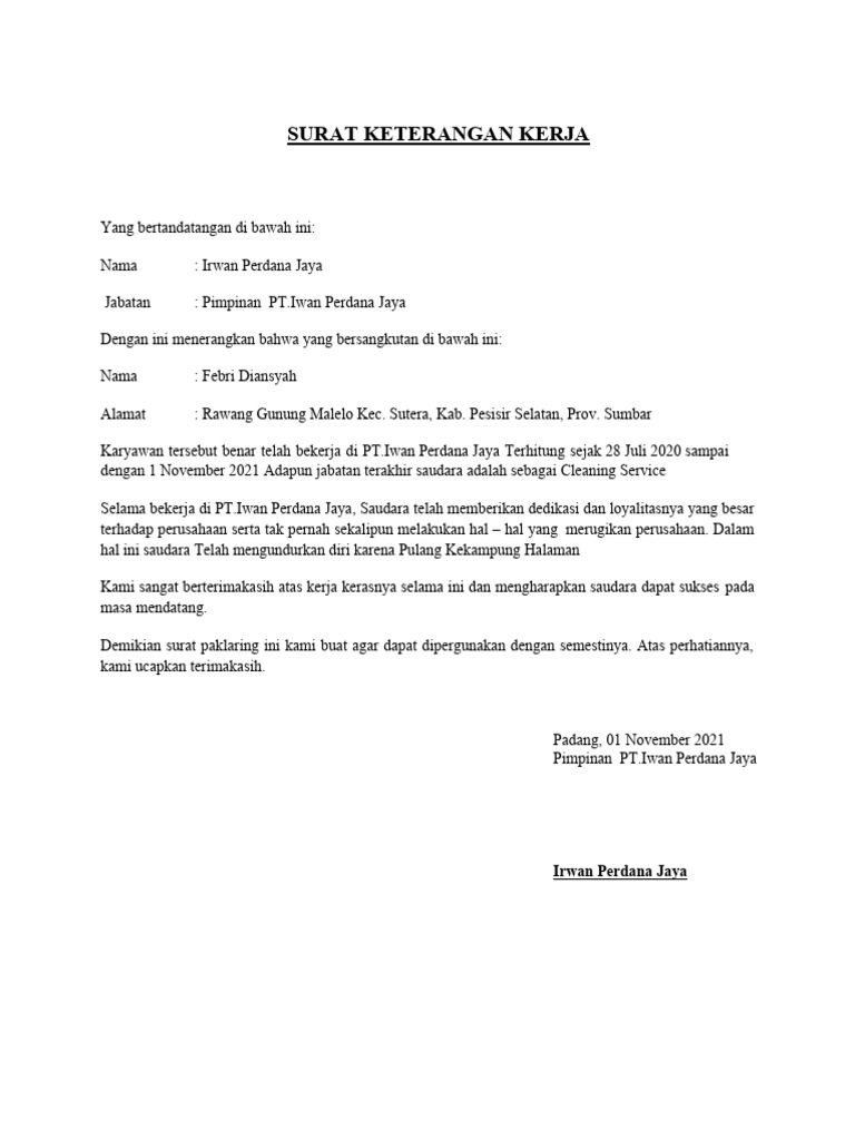 CONTOH-SURAT-PAKLARING | PDF