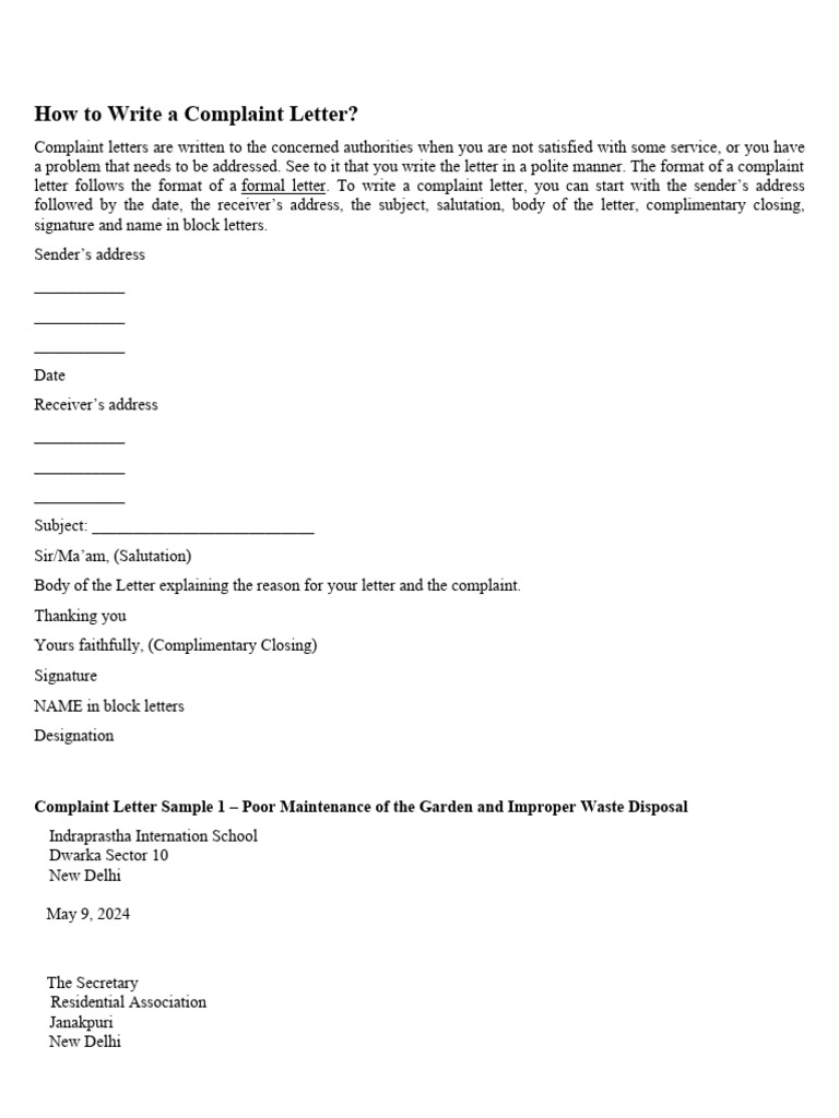 Letter of Complaint With Examples | PDF | Refrigerator