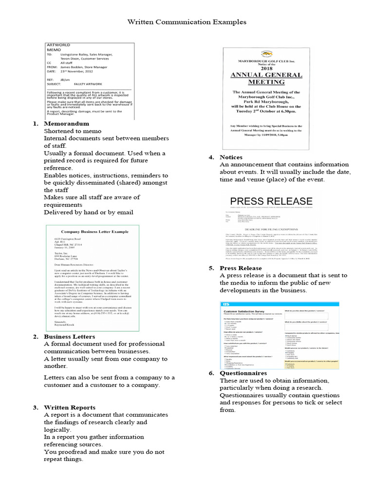 Written Communication Notes | PDF