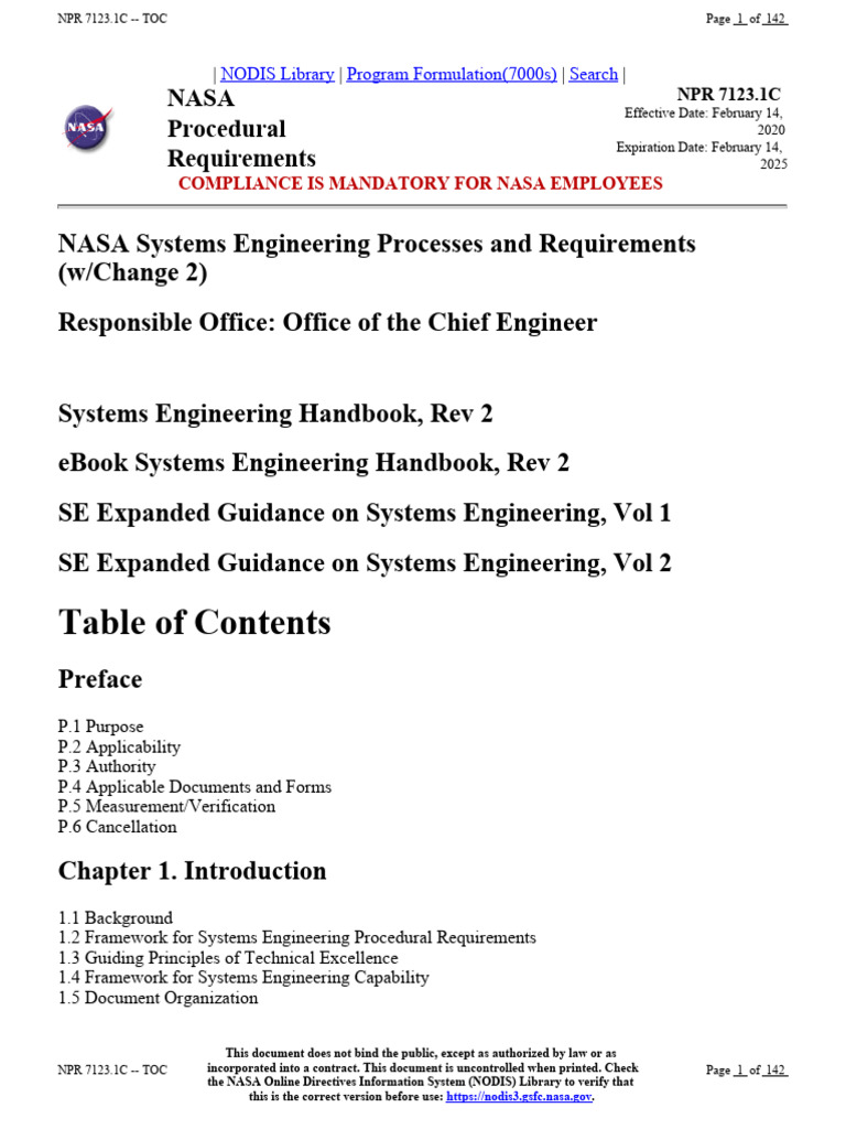 Nasa02. NPR 7123.1c Se Proc&Reqr | PDF | Project Management | Nasa