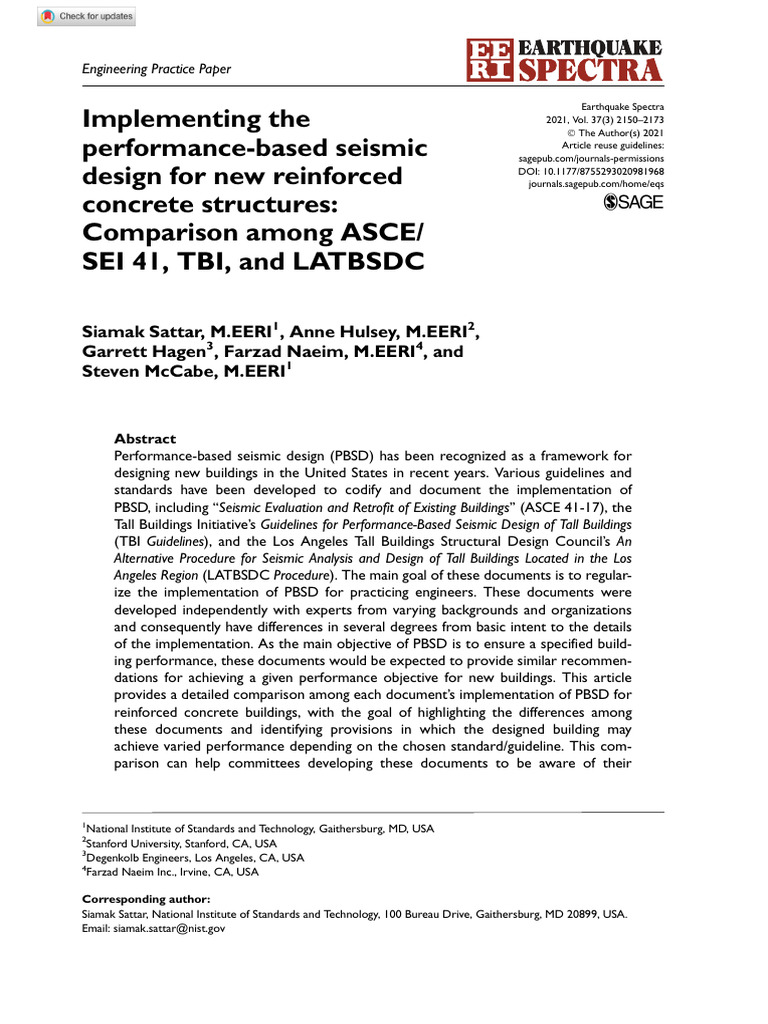 Implementing The Performance-Based Seismic Design For New Reinforced ...
