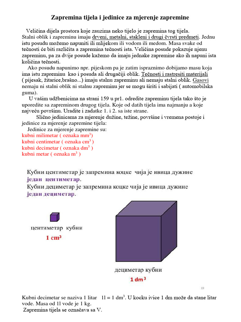 Zapremina Tijela I Jedinice Za Mjerenje Zapremine VI Razred Matematika ...