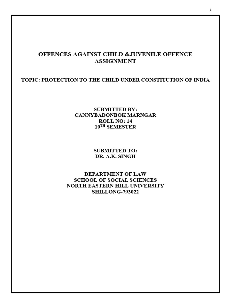 Child Protection Under Indian Constitution | PDF | Children's Rights ...