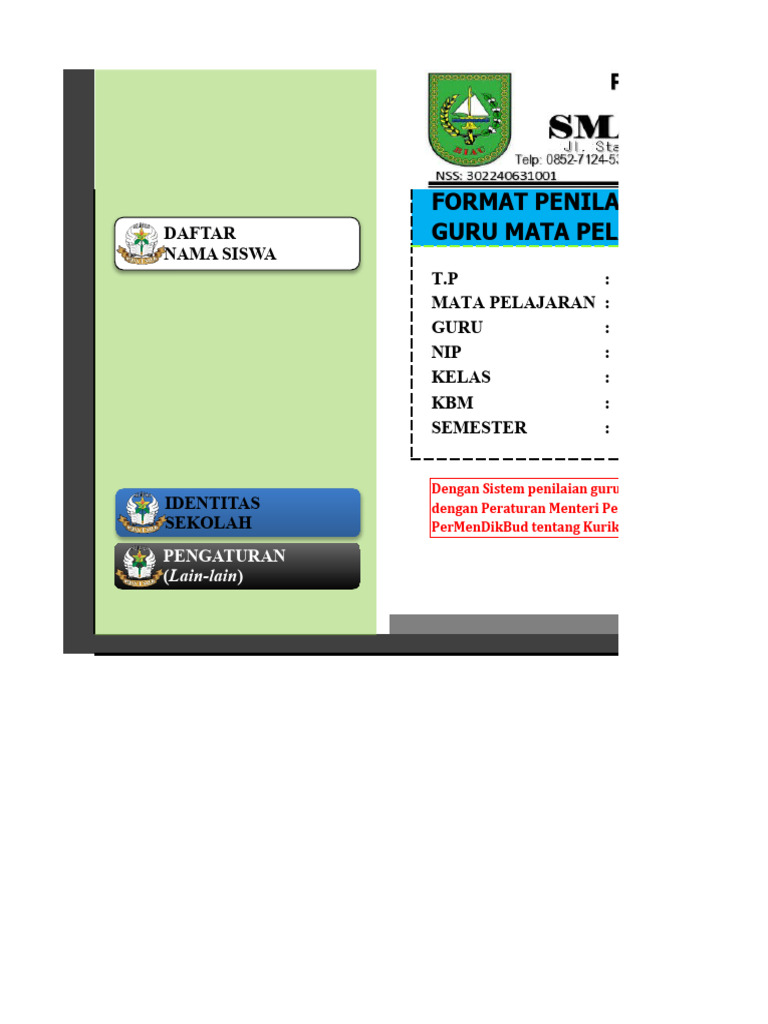 Format Nilai Guru Mapel Xi Dan Xii | PDF