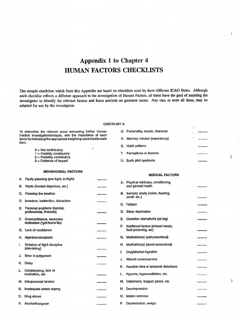Uau HUMAN FACTORS CHECKLIST | PDF | Perception | Simulation
