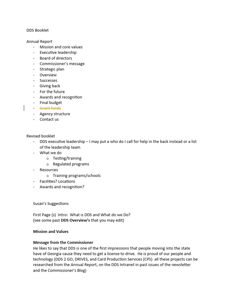 DDS Booklet Structure | PDF