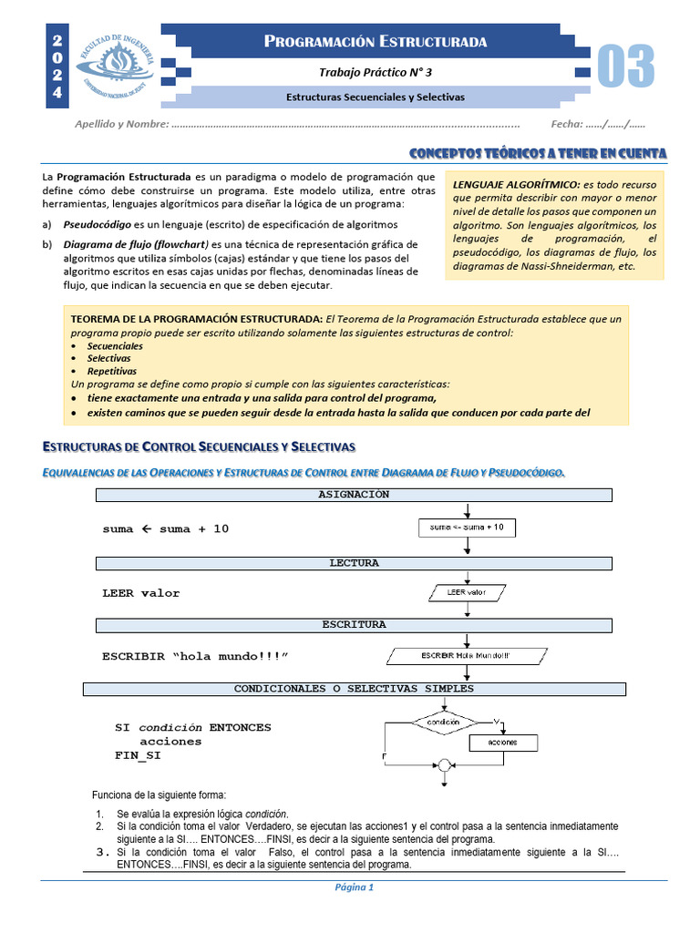 Programacion Estructurada. Estructuras Secuenciales y Selectivas | PDF ...
