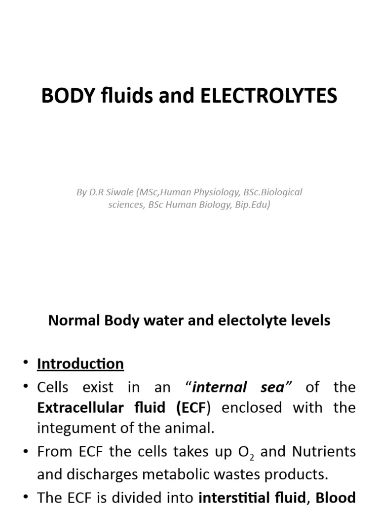 Fluid and Electrolyte Balance Physiology | PDF | Electrolyte | Lymph