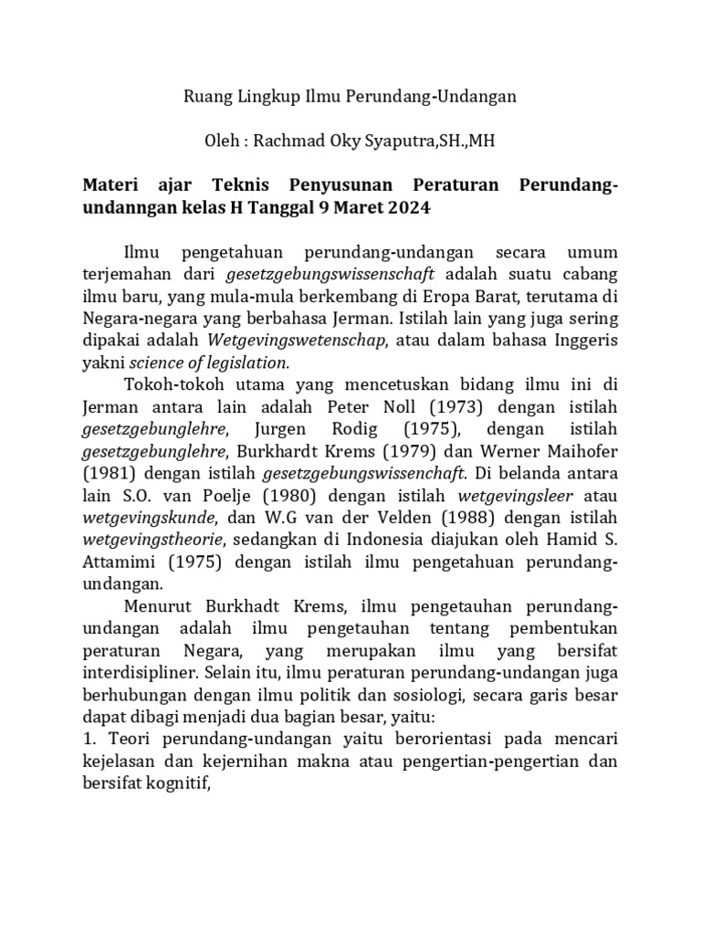 Materi Ajar Teknik Penyusunan Peraturan Perundang-Undangan | PDF ...