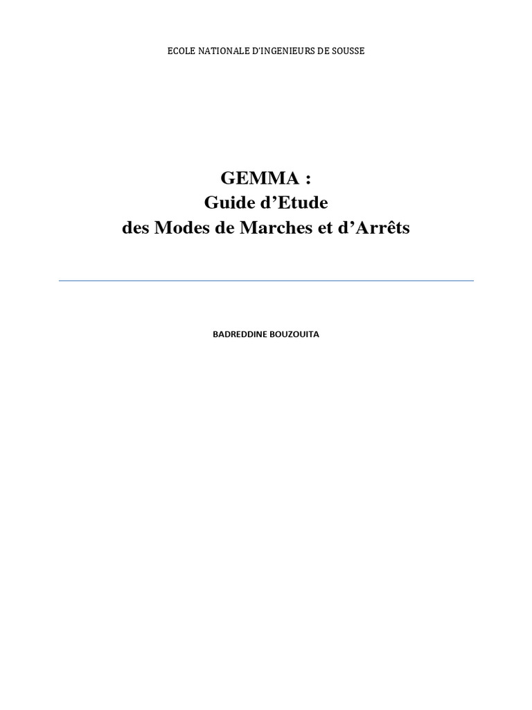 Guide GEMMA : Modes de Marches et Arrêts | PDF | Bouteille