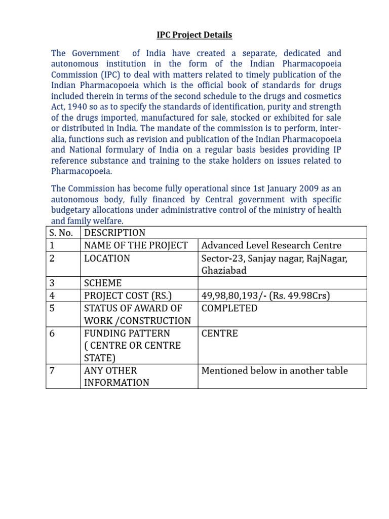 IPC Project Details | PDF