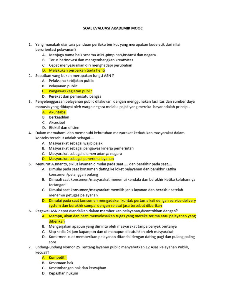 Soal Evaluasi Akademik Mooc | PDF | Karier & Perkembangan