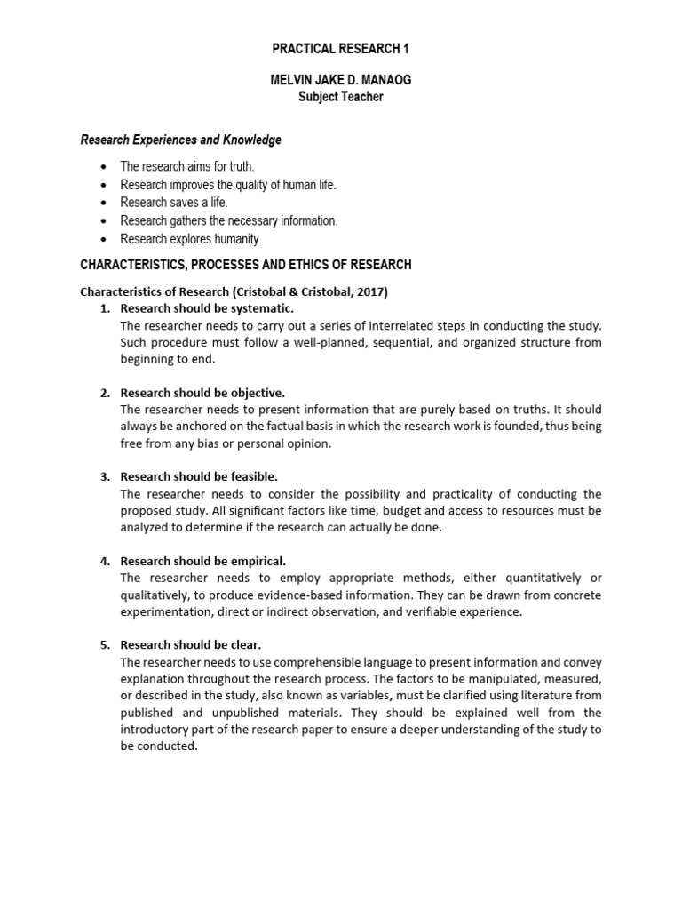 PR1 Handouts | PDF | Information | Scientific Method