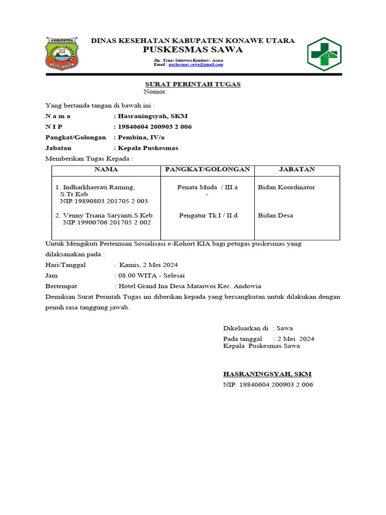 CONTOH SPT - Sawa - Pelatihan E-Kohort | PDF
