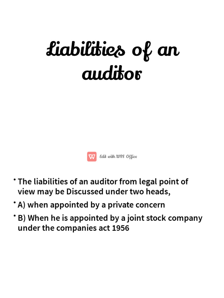 Liabilities of Auditor-WPS Office | PDF | Legal Liability | Law Of Agency