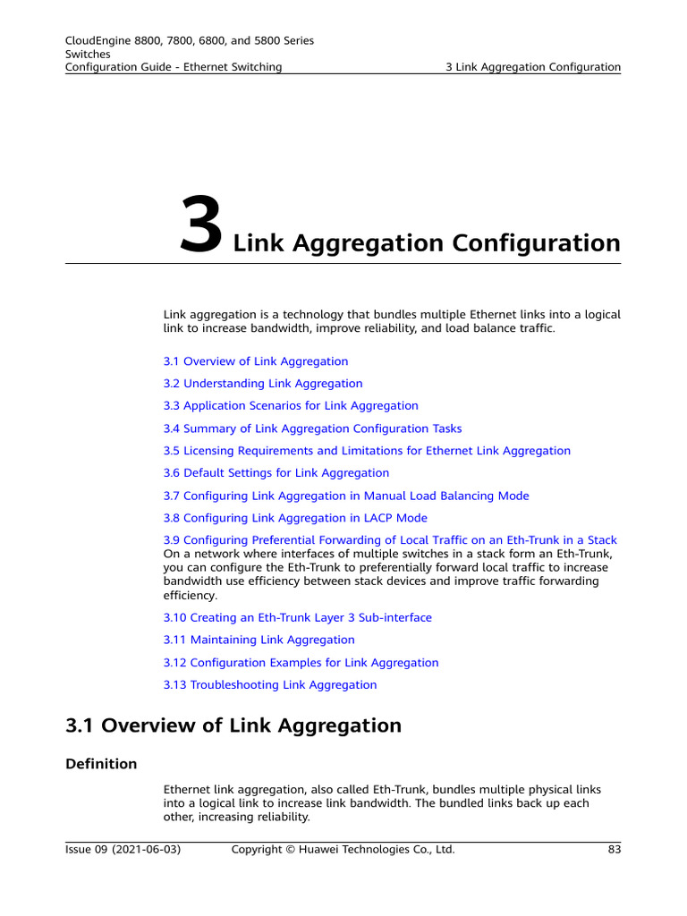 01-03 Link Aggregation Configuration | PDF | Network Switch | Network Topology