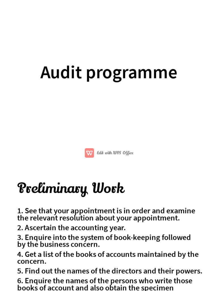Audit Programme-WPS Office | PDF | Audit | Internal Control