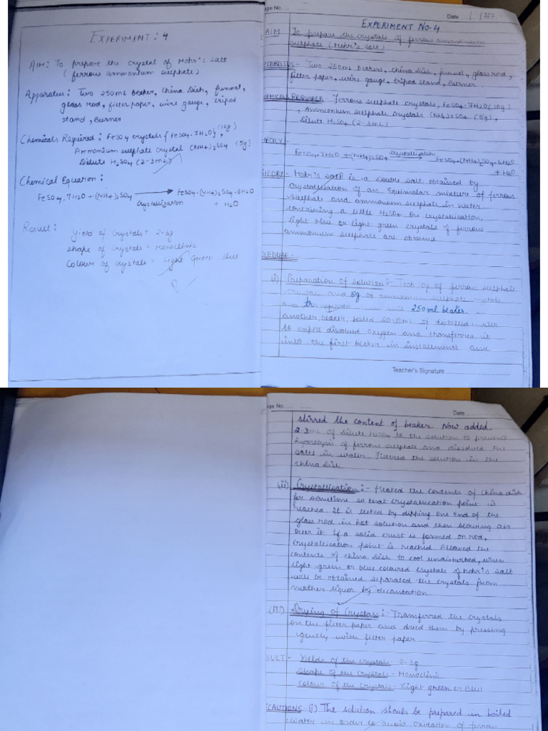 Chemistry Practical Exp 4 | PDF