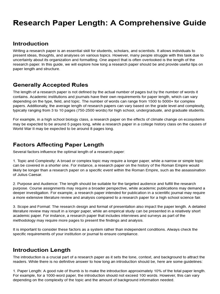 How Long Should A Research Paper Be A Guide T | PDF | Academic ...