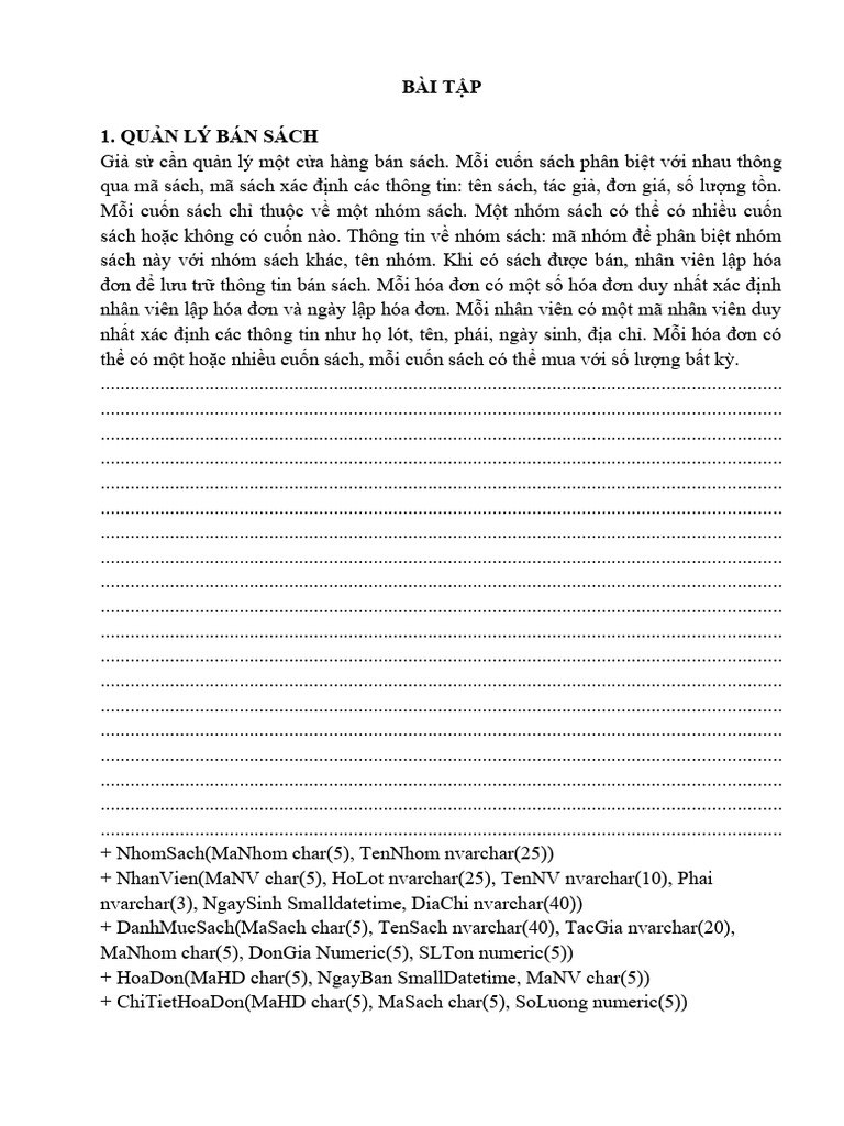 Bai Tap CSDL TC | PDF