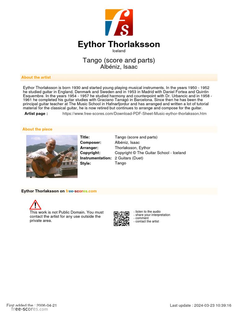 Albn Niz Isaac Tango Score and Parts 820 | PDF