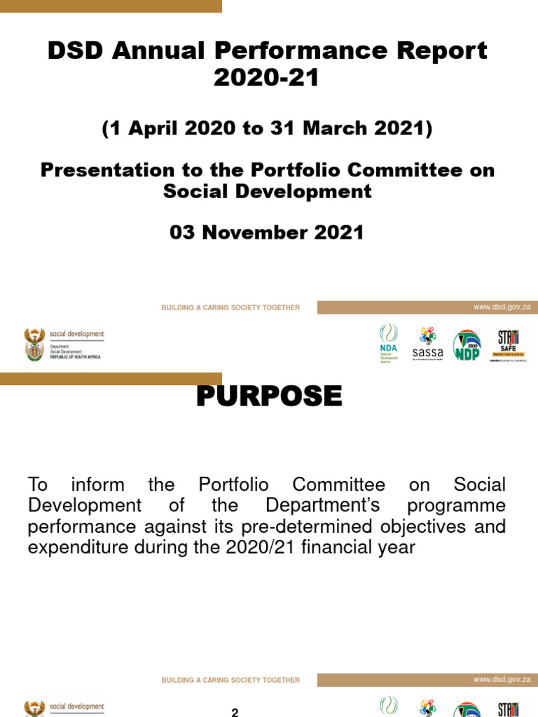 DSD Annual Report Presentation | PDF | Welfare | Social Protection