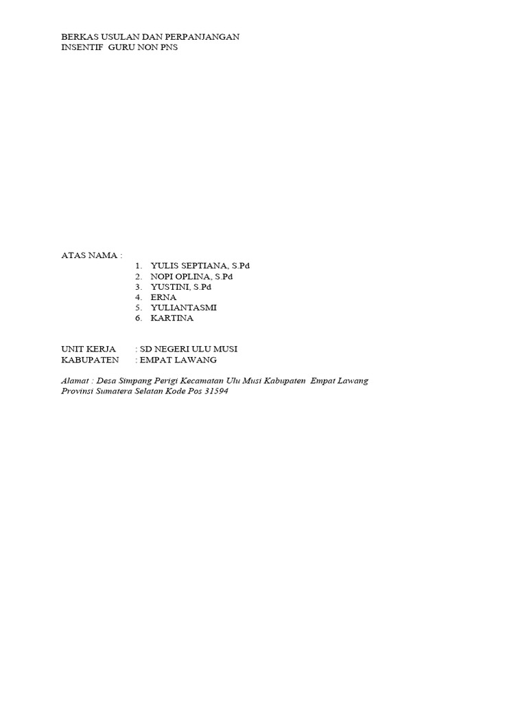 Berkas Usulan Insentif | PDF