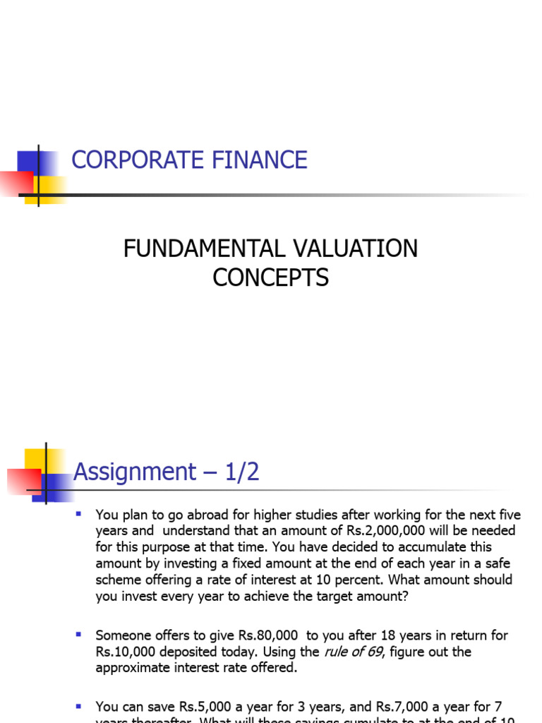 Corporate Finance Valuation Concepts | PDF | Present Value | Interest