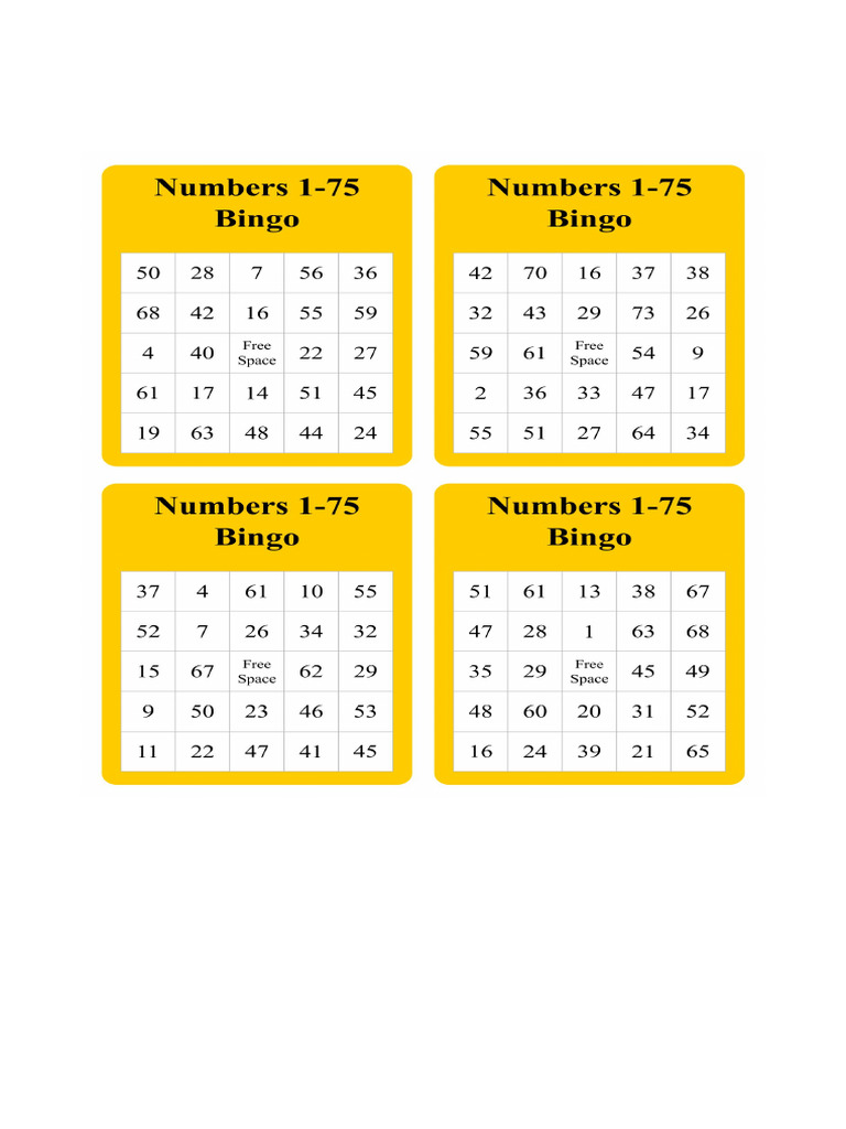 Free Printable Bingo Cards 1 75 Pdf