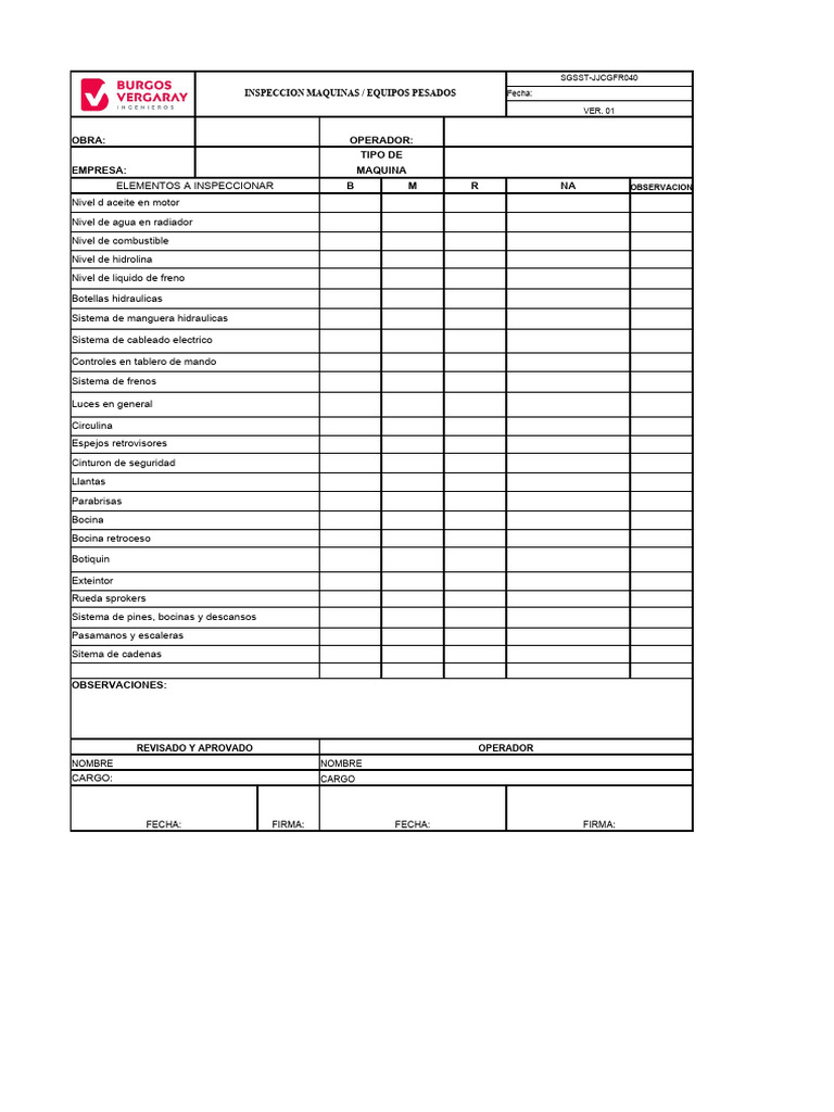 Check List - Equipos Pesados | PDF Check List - Equipos Pesados | PDF