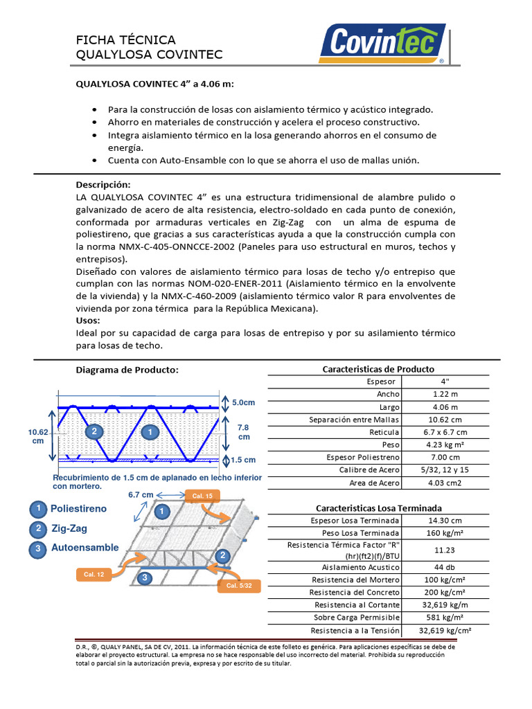 Qualylosa Covintec: Ficha Técnica 4" | PDF | Aislamiento térmico ...