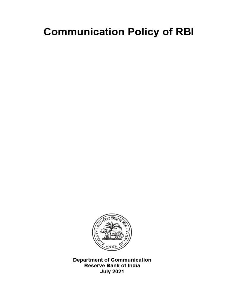 RBI Communication | PDF | Central Banks | Reserve Bank Of India