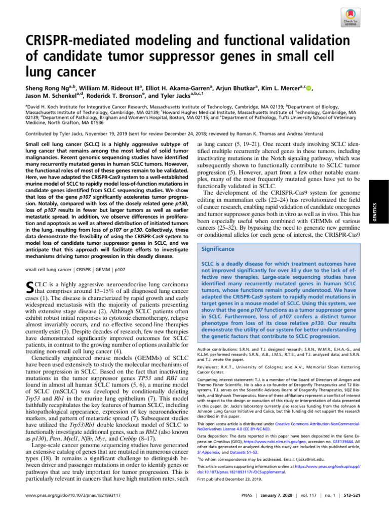 CRISPR-mediated Modeling and Functional Validation of Candidate Tumor ...