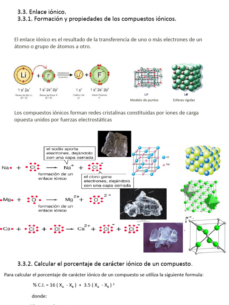 3 3 Enlace Ionico Pdf Enlace Iónico Compuestos Químicos
