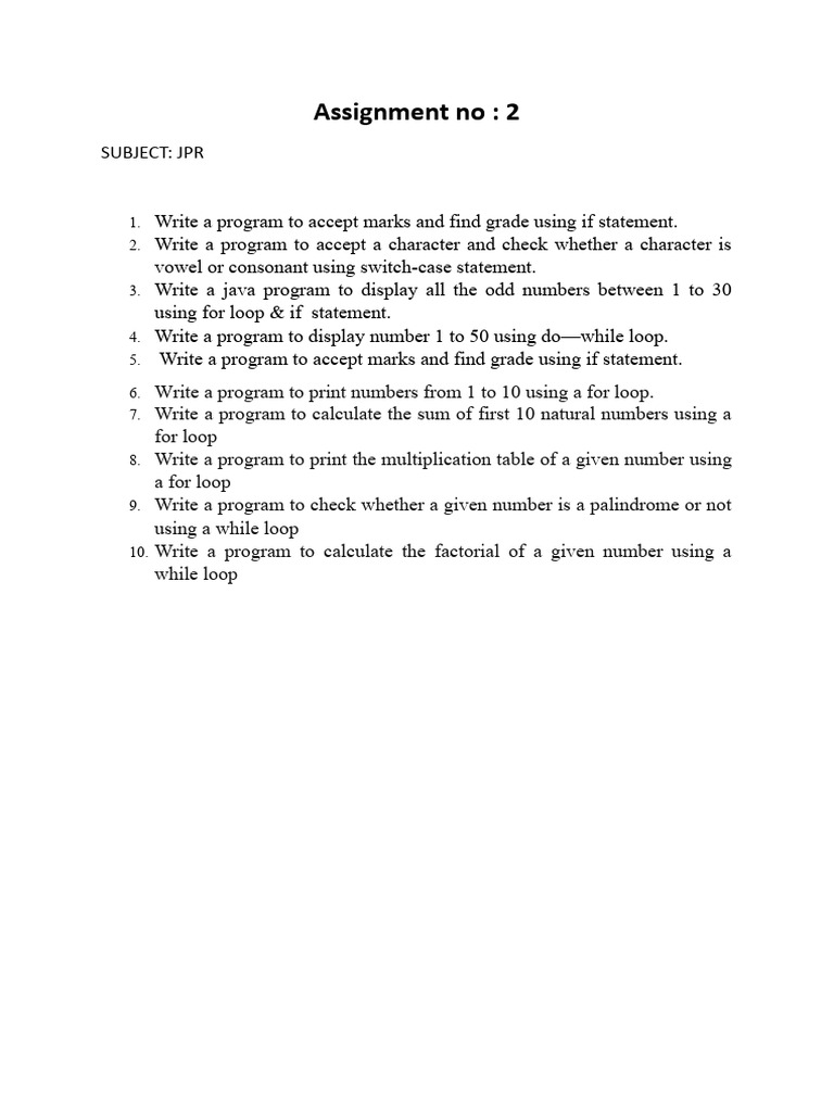 JPR Assignment No 2 | PDF