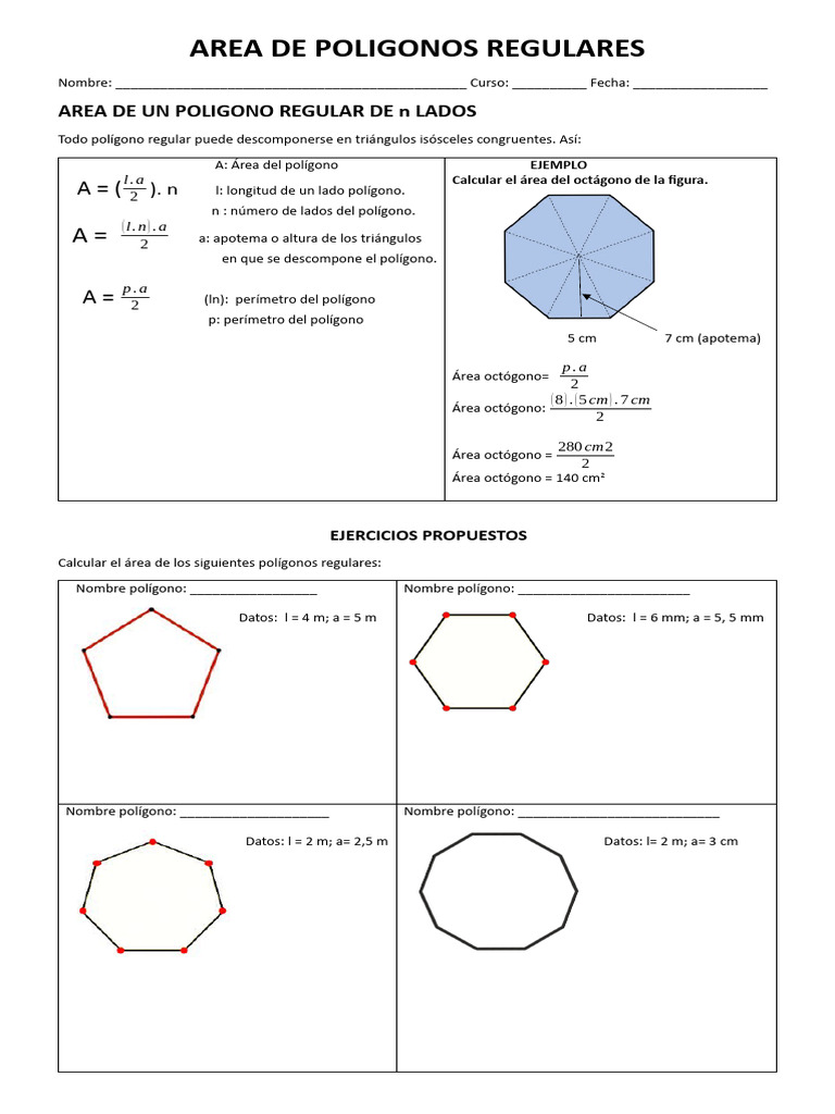 Area de Poligonos Regulares - 1 | PDF | Métodos y materiales de ...