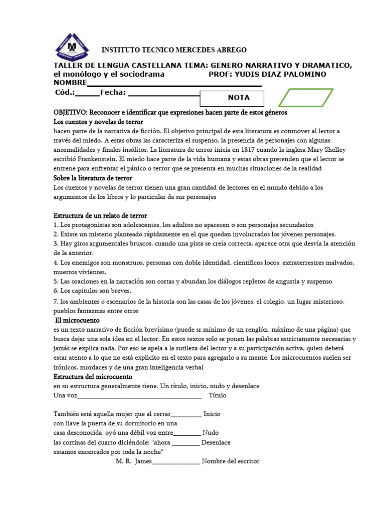 Texto Narrativo y Mona - Logo Septimo 2024 | PDF | Narración | Cuentos