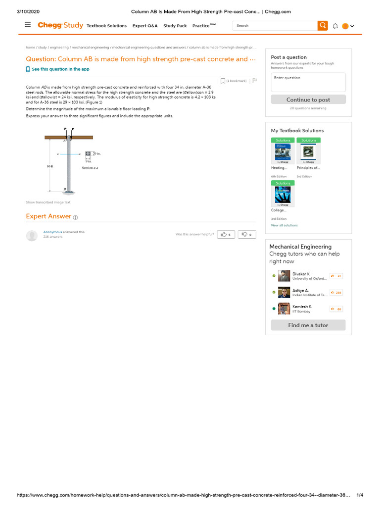 Maximum Load for Pre-Cast Concrete Column | PDF | Strength Of Materials ...