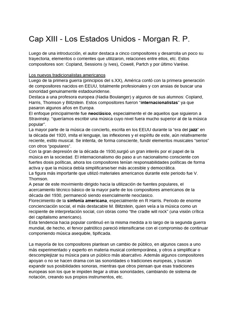 34 Cap XIII - Los Estados Unidos - Morgan R | PDF | Piano | Composiciones Musicales