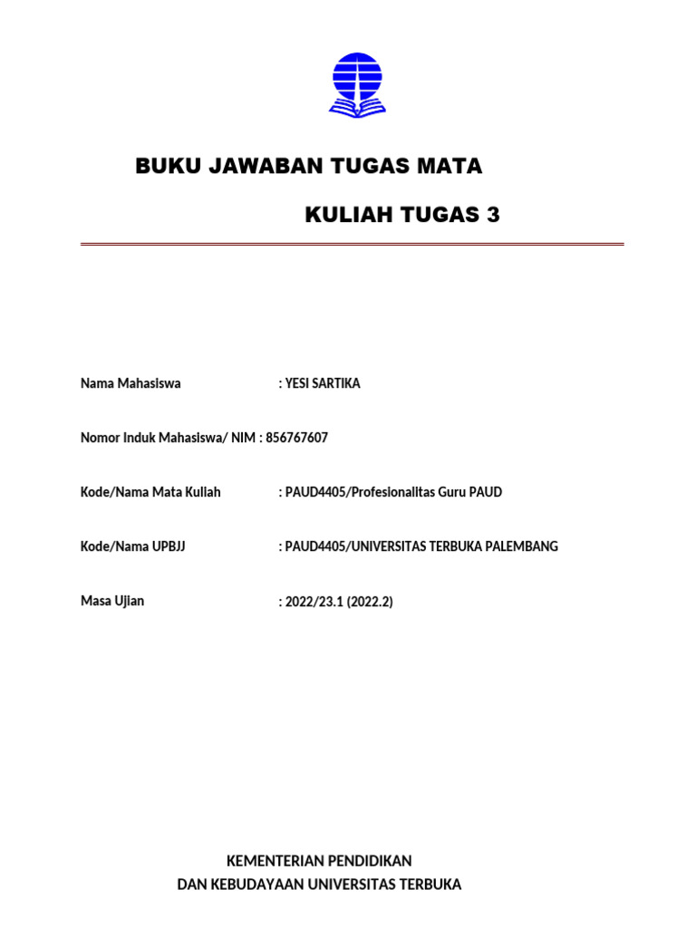 Tugas 3 Profesionalitas Guru PAUD | PDF | Karier & Perkembangan | Sains & Matematika