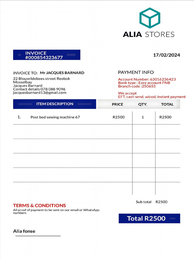 MR J Barnard Invoice | PDF