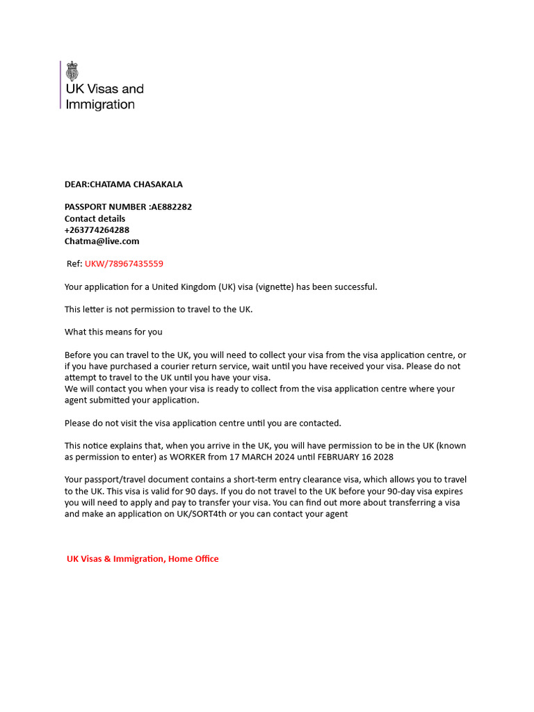 Visa Application Approval | PDF | Travel Visa | Passport