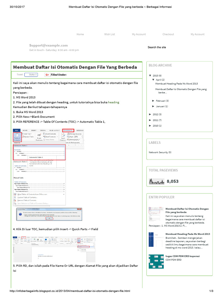 Membuat Daftar Isi Otomatis Dengan File Yang Berbeda - Berbagai ...