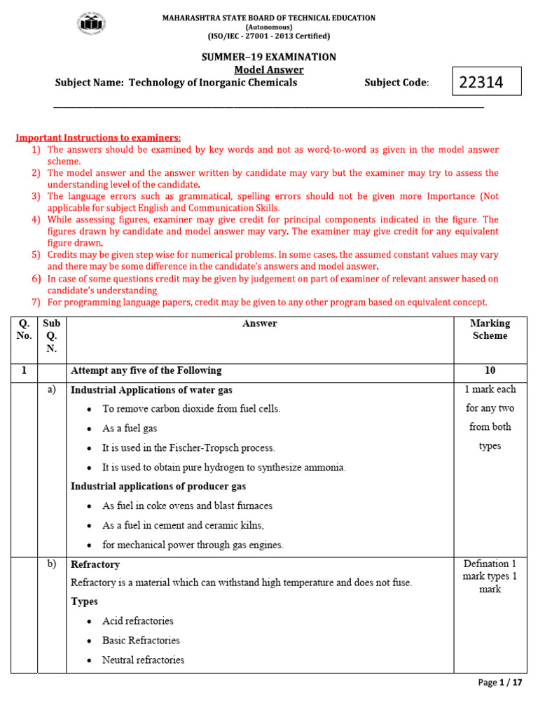 2019 Summer Model Answer Paper (Msbte Study Resources) | PDF | Cement ...