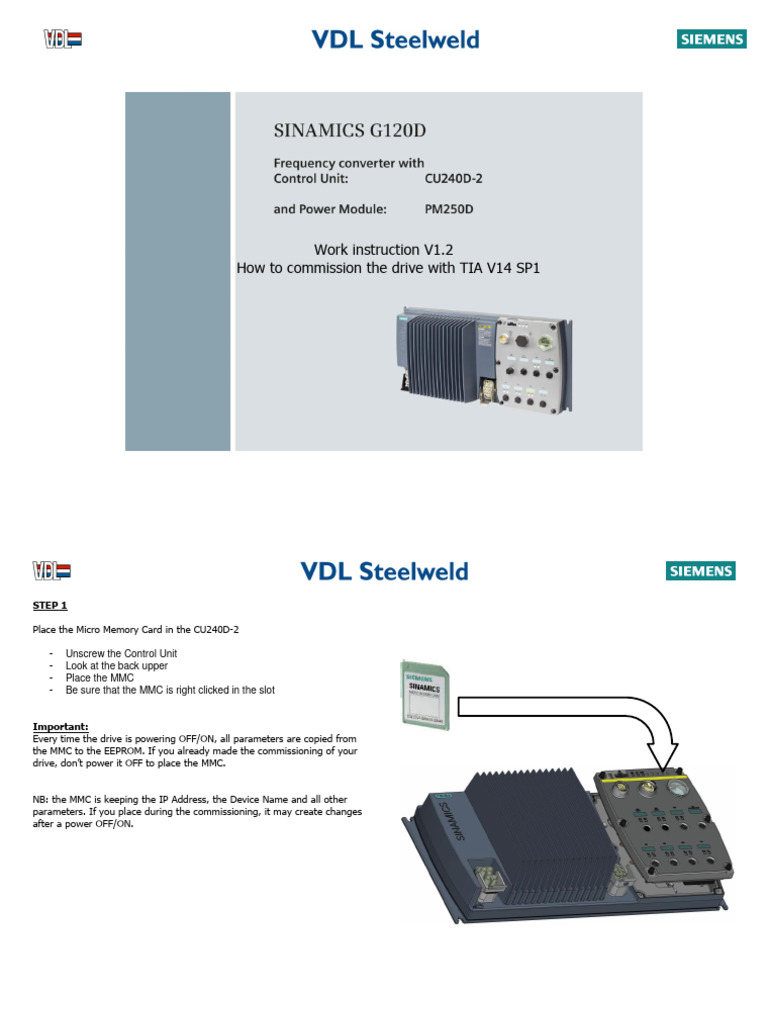 Sinamics g120d Work Instructions v1.2 MW | PDF | Ip Address | Electric ...