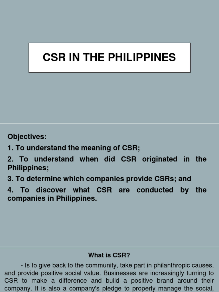 CSR in The Philippines | PDF | San Miguel Corporation | Natural Environment